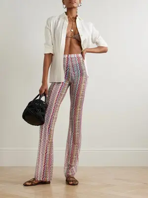 Missoni Striped Stretch-mesh Wide-leg Pants