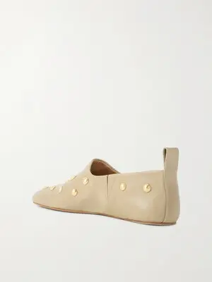 Chloé Rita Embellished Leather Ballet Flats - Cream