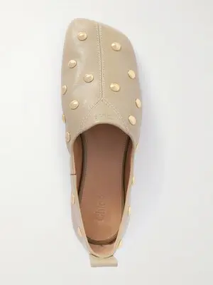 Chloé Rita Embellished Leather Ballet Flats - Cream