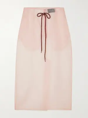 Simone Rocha Bow-detailed Silk-organza Midi Skirt - Pink