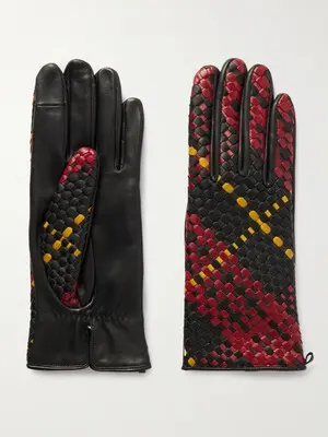 AGNELLE Stanilas Woven Leather Gloves - Red