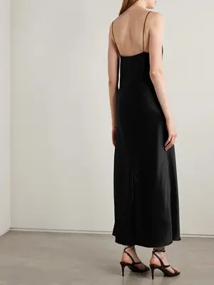 Khaite Taja Satin Maxi Dress - Black