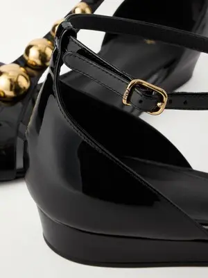 Chloé Cleia Studded Patent-leather Wedge Sandals