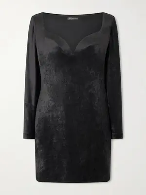 Balenciaga Stretch-velvet Mini Dress - Black