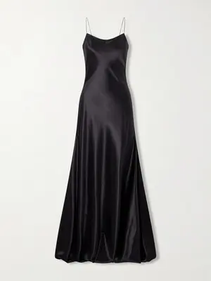 Alaïa Draped Silk-satin Gown - Black