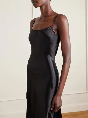 Alaïa Draped Silk-satin Gown - Black