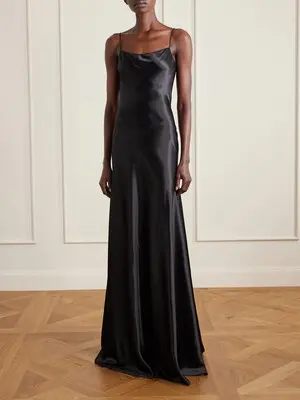Alaïa Draped Silk-satin Gown - Black