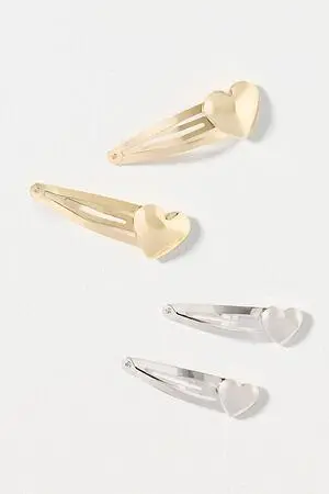 Anthropologie Metal Heart Barrette - Gold & Silver