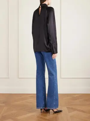 Balmain Draped Silk-satin Blouse - Black