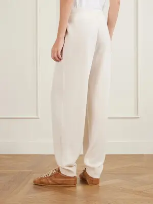 ALLUDE Wool And Cashmere-blend Tapered Pants - Neutrals