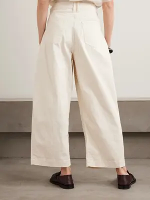 S.S.DALEY Ivy Pleated Cropped Barrel-leg Jeans