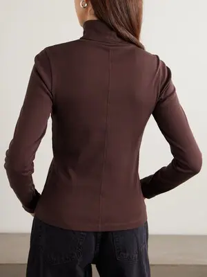 FLORE FLORE Dinah Ribbed Turtleneck Top - Brown