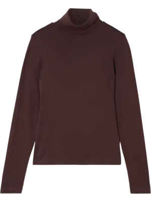 FLORE FLORE Dinah Ribbed Turtleneck Top - Brown