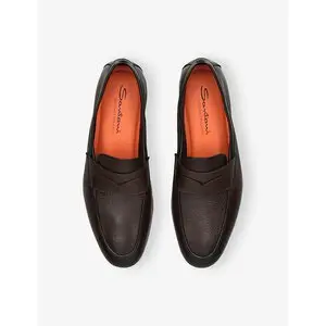 Santoni Carlo Grained Leather Penny Loafers