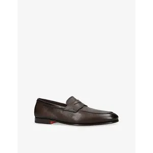 Santoni Carlo Grained Leather Penny Loafers