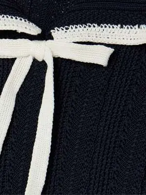 Rixo Pippa Bow-detailed Two-tone Sweater - Navy