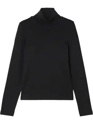FLORE FLORE Dinah Ribbed Organic Turtleneck Top - Black