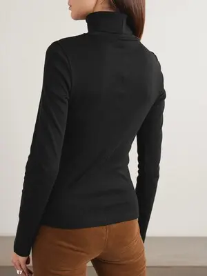 FLORE FLORE Dinah Ribbed Organic Turtleneck Top - Black