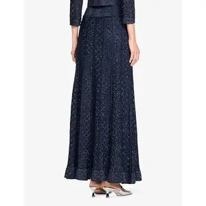 Sandro Flared Rhinestone Knit Maxi Skirt