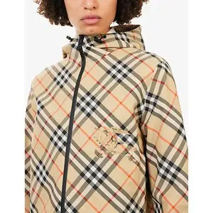Burberry Check-print Hooded Woven Jacket