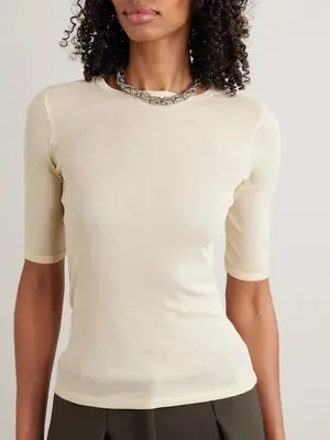 FLORE FLORE Anna Organic Cotton-jersey T-shirt - Neutrals