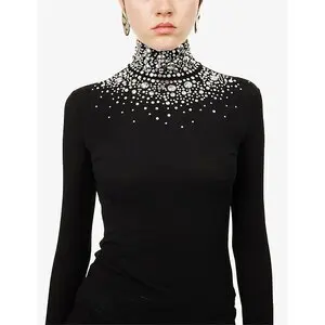 Rabanne Studded Long-sleeve Jersey Top