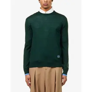 Loewe Contrast-cuffs Crewneck Wool Jumper