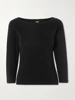 FLORE FLORE Steffi Ribbed Organic Cotton-jersey T-shirt - Black