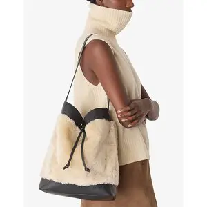 Whistles Sasha Shearling And Leather Tote Bag - Multi-coloured