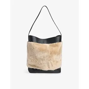 Whistles Sasha Shearling And Leather Tote Bag - Multi-coloured