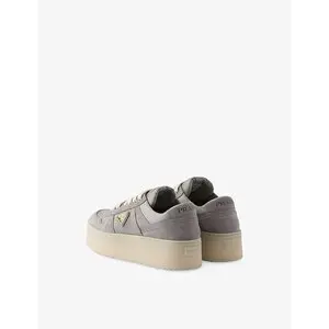 Prada Downtown Bold Re-nylon And Suede Trainers - Grey