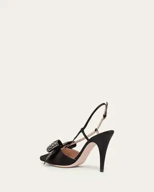 Valentino Garavani 85mm Bowow Embellished Satin Slingback Pumps