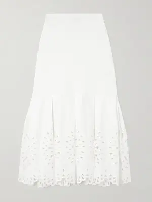 Simkhai Cotton-blend Guipure Lace Midi Skirt - White