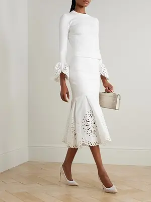 Simkhai Cotton-blend Guipure Lace Midi Skirt