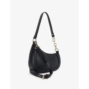 DUNE Small Leather Shoulder Bag - Black Plain Leather