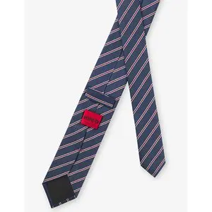 Hugo Stripe-pattern Silk Tie - Open Blue