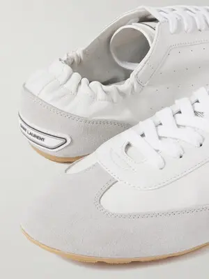 Saint Laurent Lewis Suede-trimmed Leather Sneakers - White
