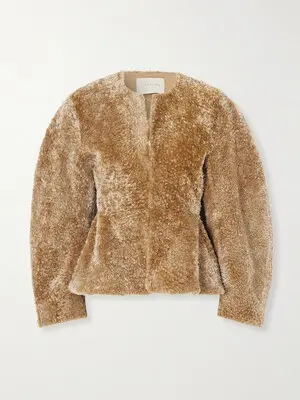 LIBEROWE Shearling Peplum Jacket - Brown