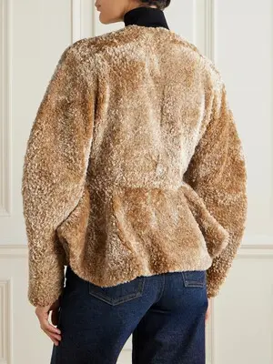 LIBEROWE Shearling Peplum Jacket - Brown