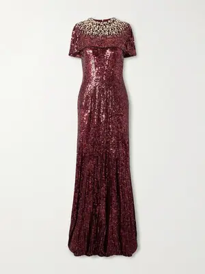 Burgundy Sequin Maxi Dress