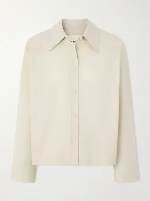 JIL SANDER Cropped Wool-ripstop Shirt - Neutrals