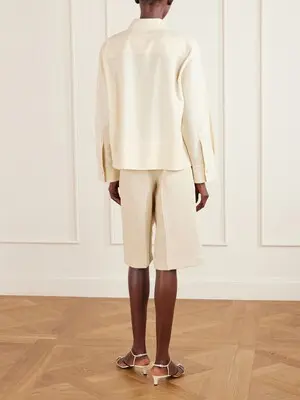 JIL SANDER Cropped Wool-ripstop Shirt - Neutrals