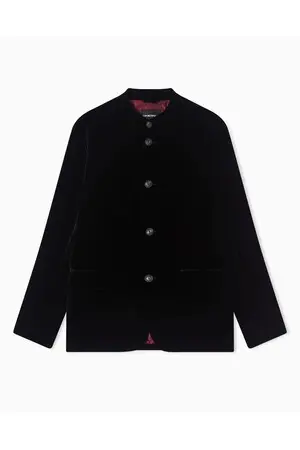 Emporio Armani Chenille Jacket With Guru Collar - Black