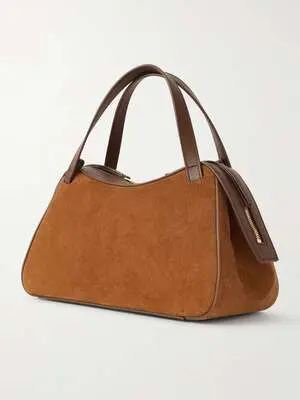 JIL SANDER Small Leather-trimmed Suede Shoulder Bag - Tan
