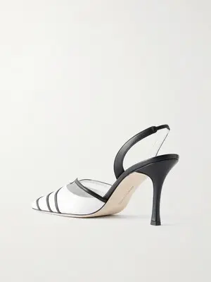 Manolo Blahnik Sarto 90 Leather Slingback Pumps - White
