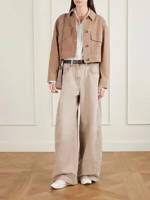 Brunello Cucinelli Cropped Cotton-twill Jacket - Neutrals