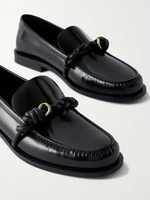 JIL SANDER Knot-detailed Leather Loafers - Black