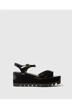 Stella McCartney Elyse Patent Platform Sandals - Black