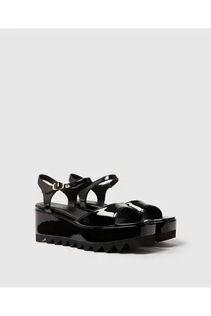 Stella McCartney Elyse Patent Platform Sandals - Black