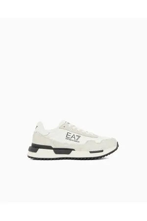 Emporio Armani Sneakers In Fabric And Leather - White